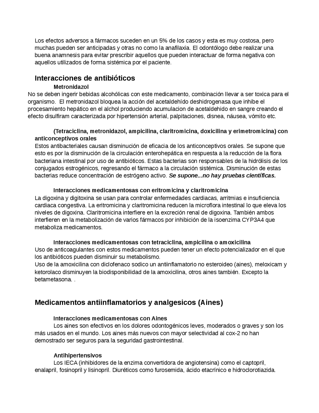 Farmacology interactions - Docsity