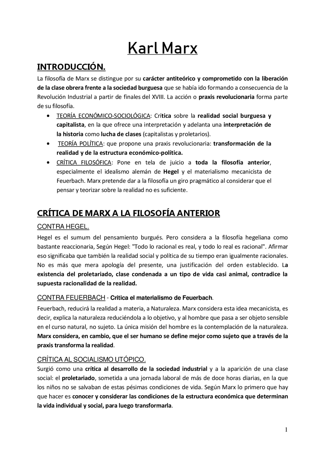 Apuntes De Marx Selectividad Evau Ebau Pau Docsity