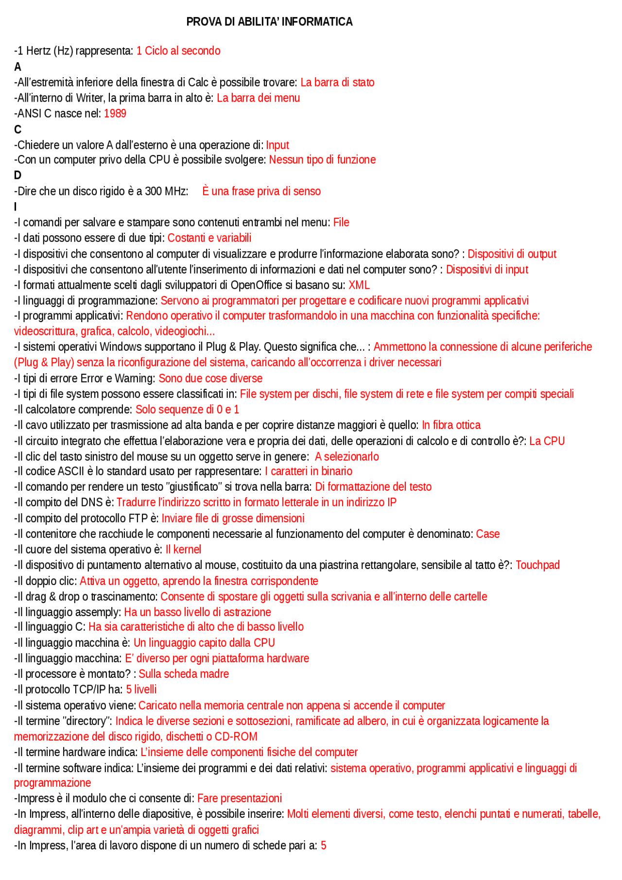 Esame Di Prova Di Abilita Informatica Scienze Motorie L 22 Universita