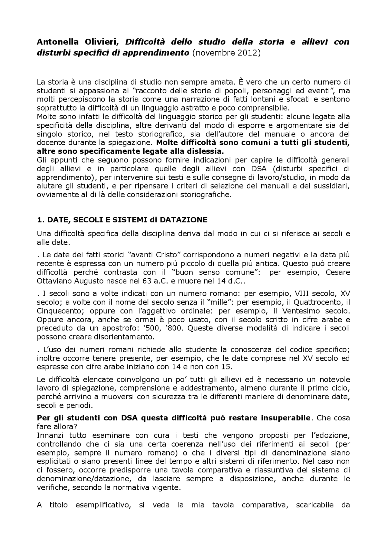 Insegnare Storia E Dsa Docsity