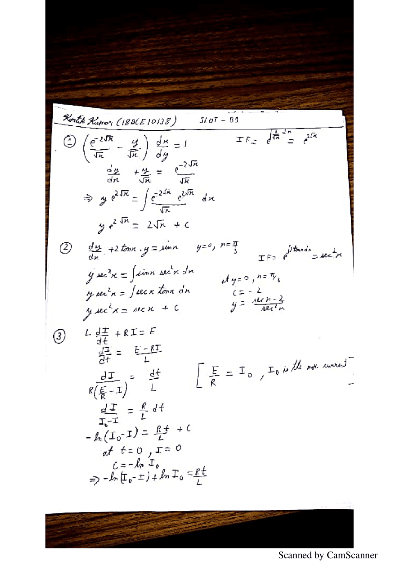 Maths Assignment On Differential Equations Docsity