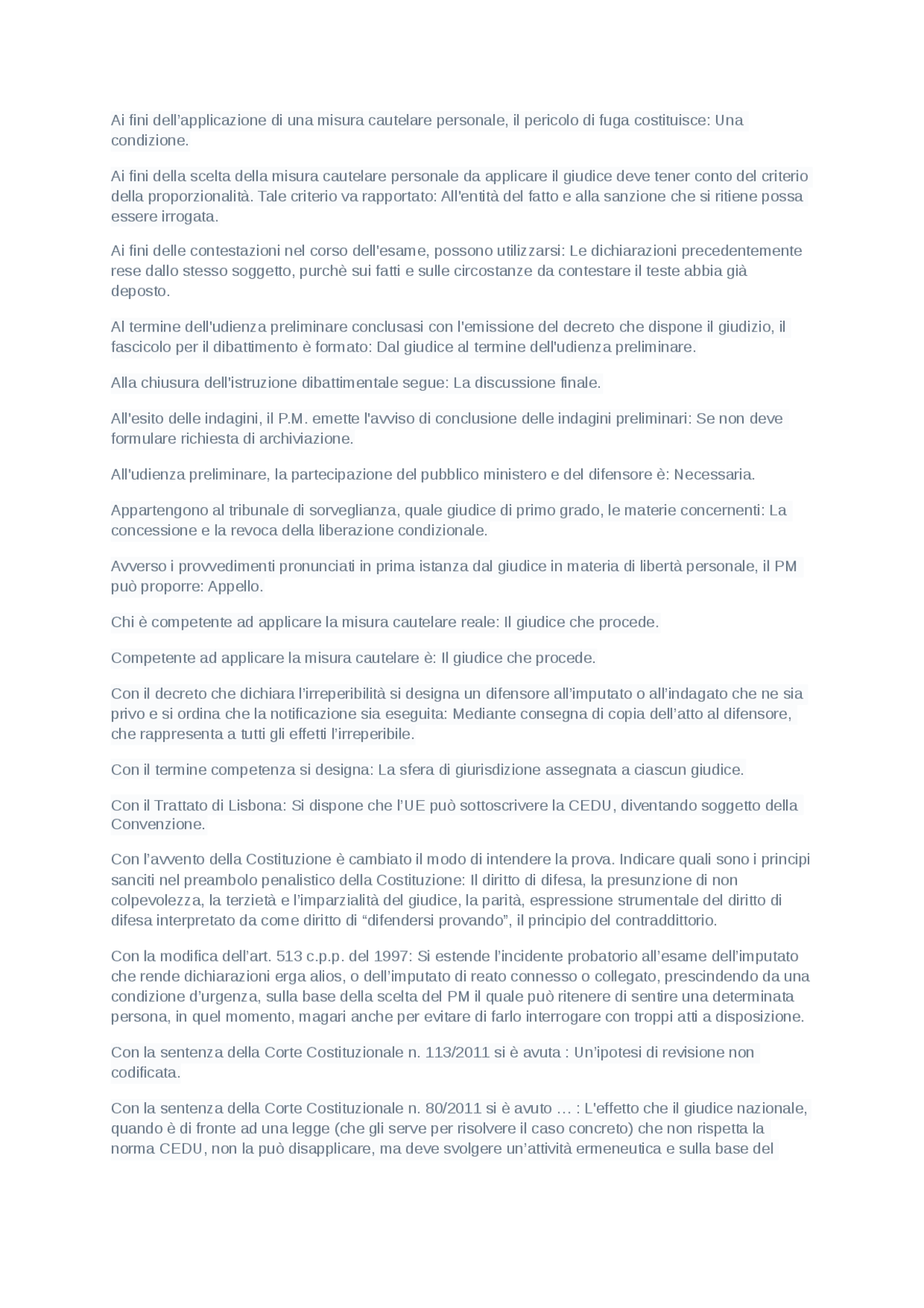 Procedura Penale Domande Docsity