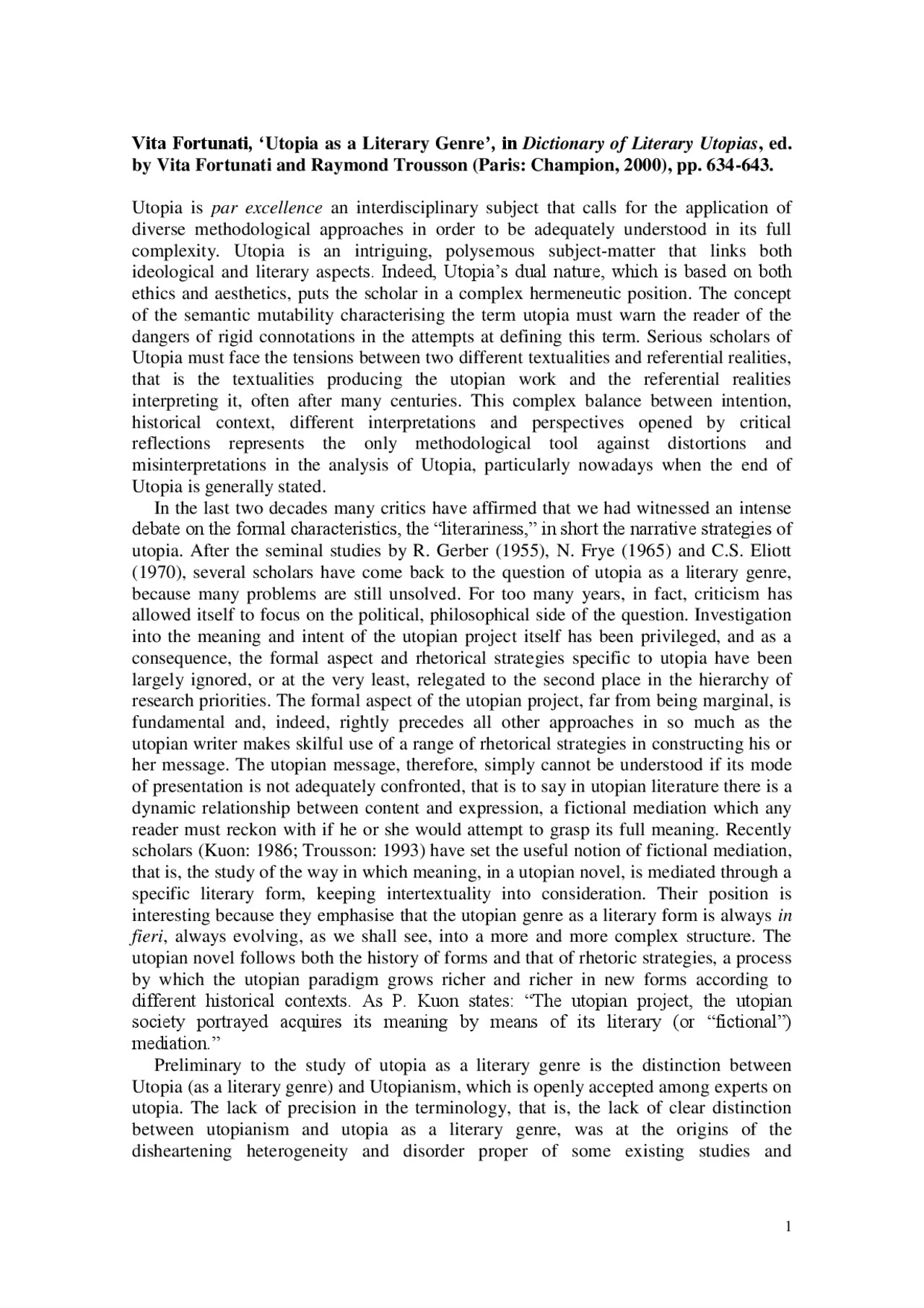 Utopia As A Literary Genre Docsity