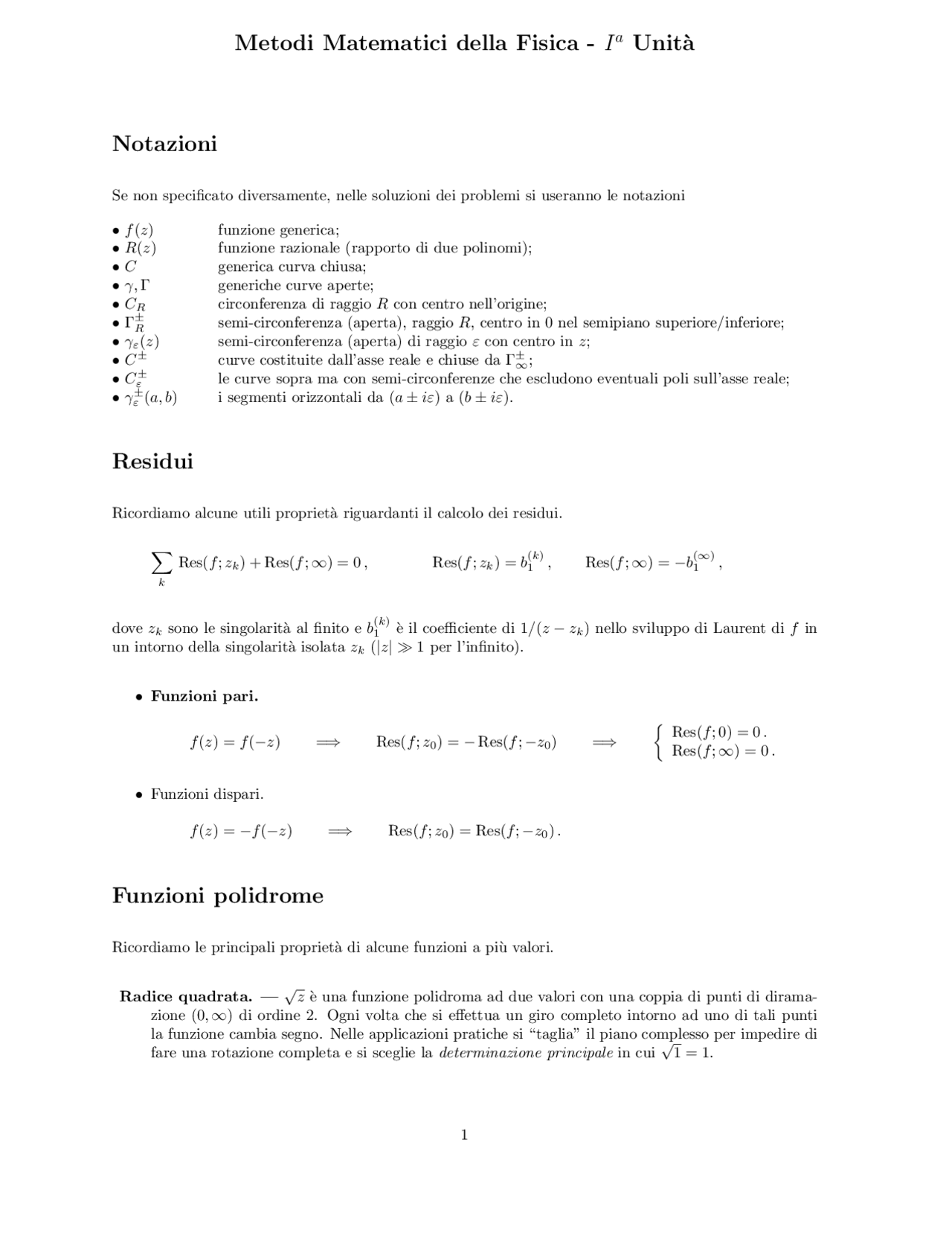 Esempi metodi matematici | Esercizi di Metodi Matematici per l ...