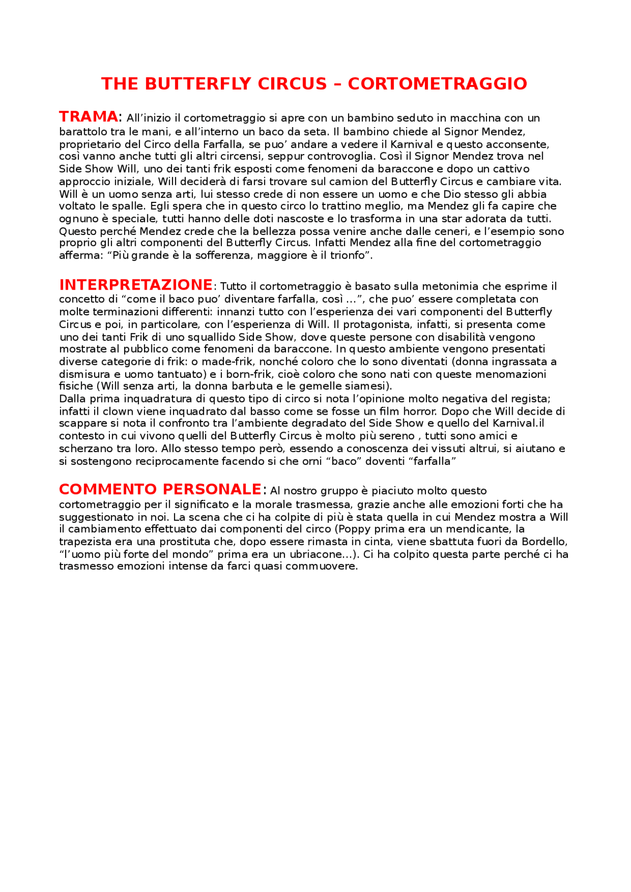 The butterfly circus - Docsity