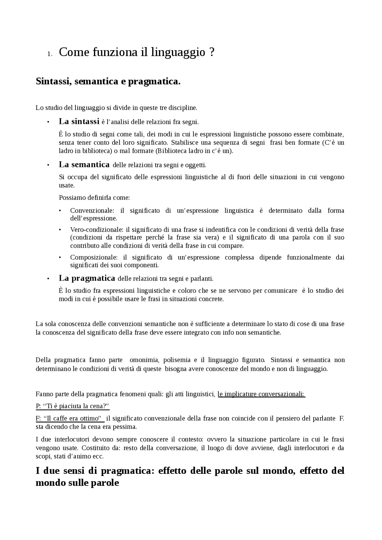 Riassunto Del Libro Pragmatica Del Linguaggio Docsity
