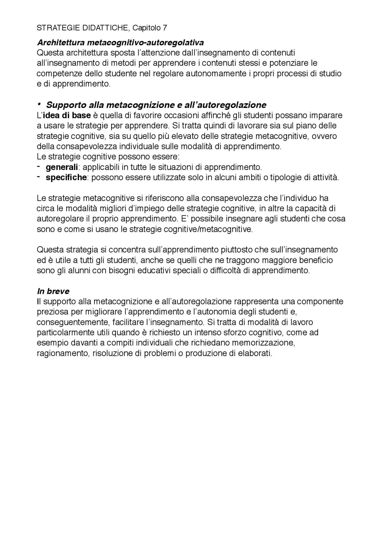 Capitolo 7 Strategie Didattiche Docsity