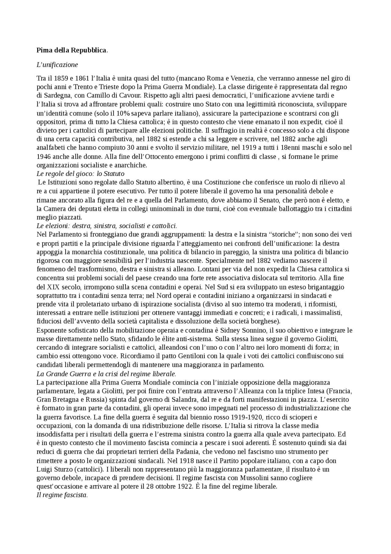 Il Sistema Politico Italiano Docsity