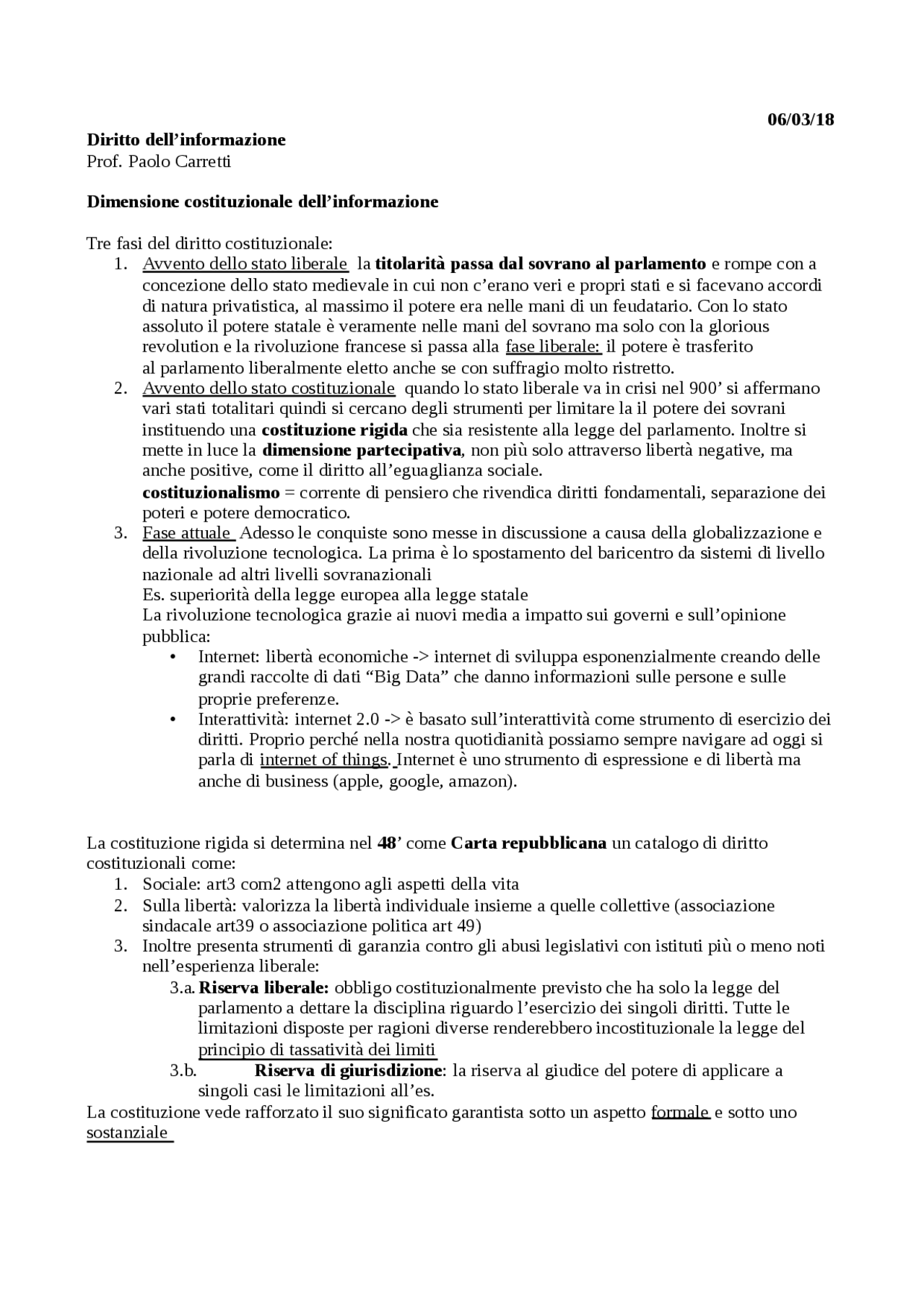 1 Parte Appunti Diritto Dellinformazione E Della Comunicazione Unifi