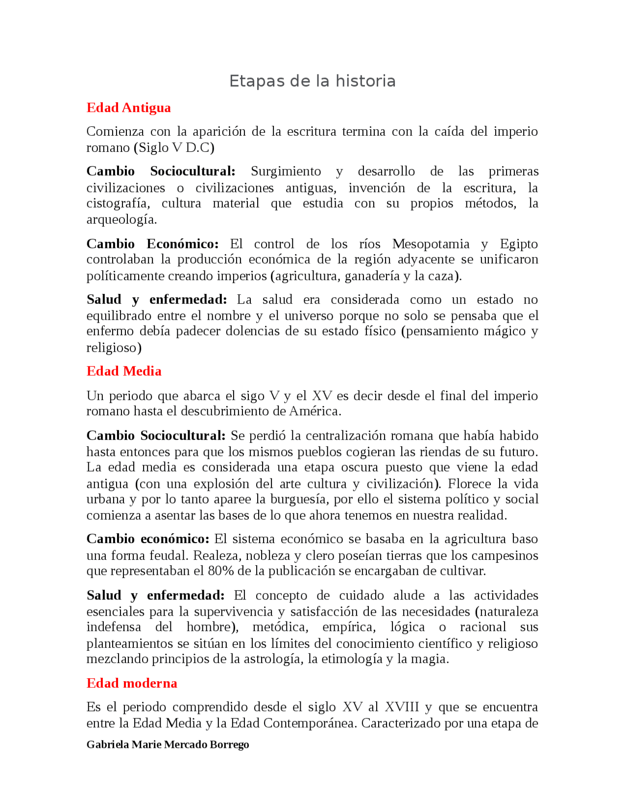 Etapas de la historia - Docsity
