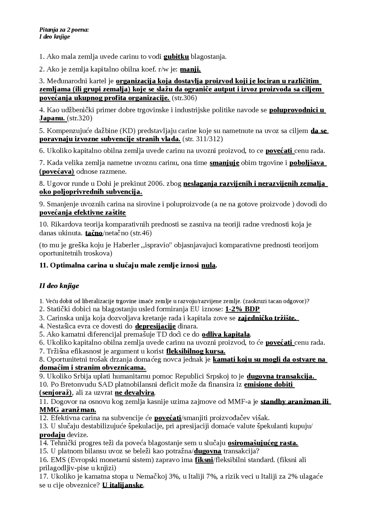 Medjunarodna Ekonomija Ekof Skripte Predlog Ekonomija Docsity