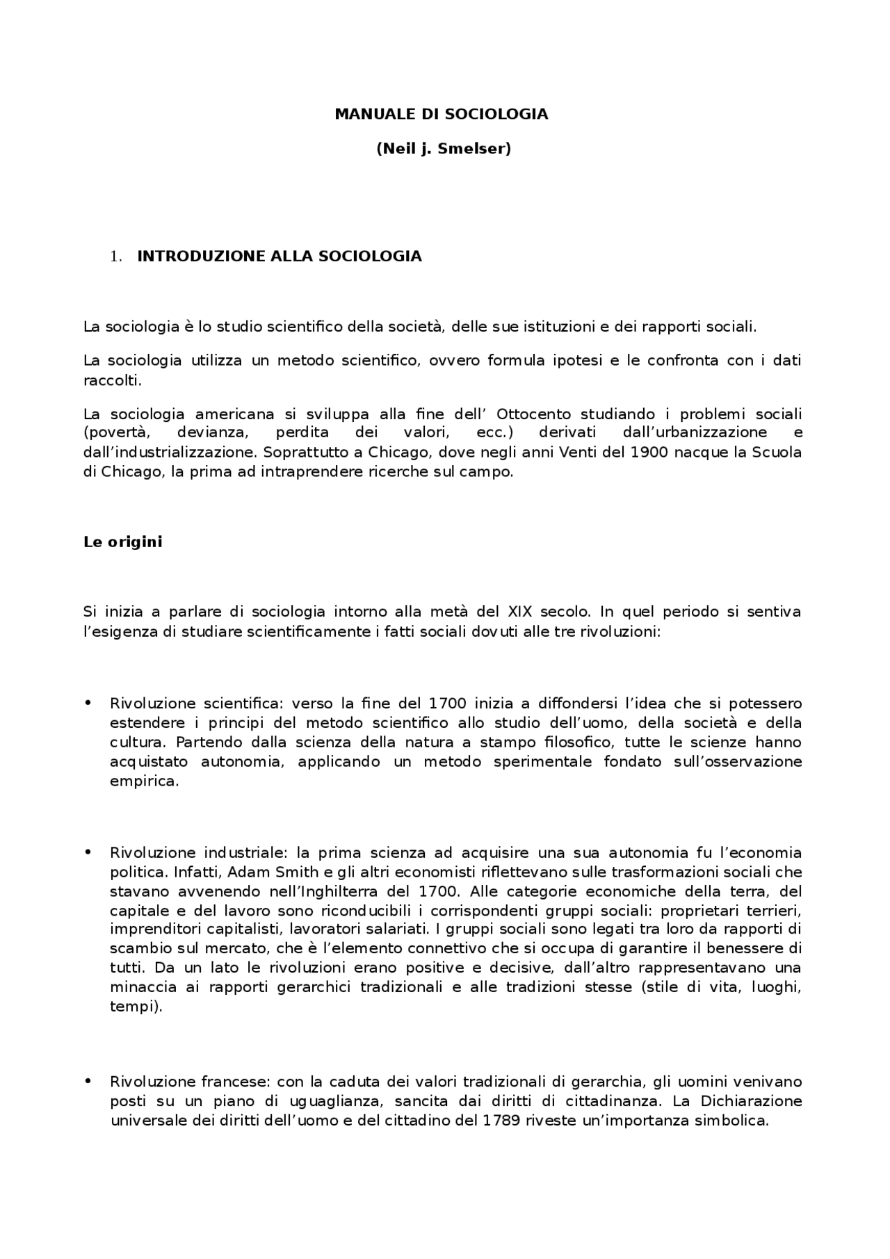 Manuale Di Sociologia Smelser Docsity