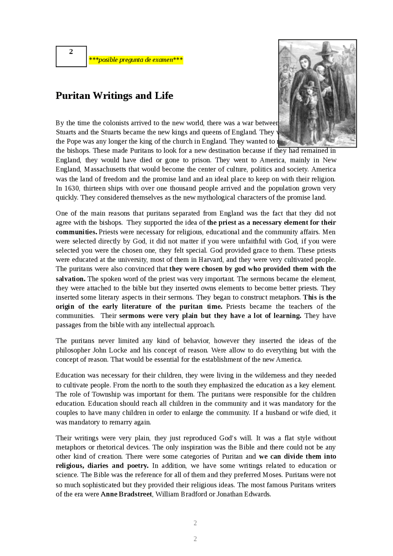 Puritan Writings and Life - Docsity
