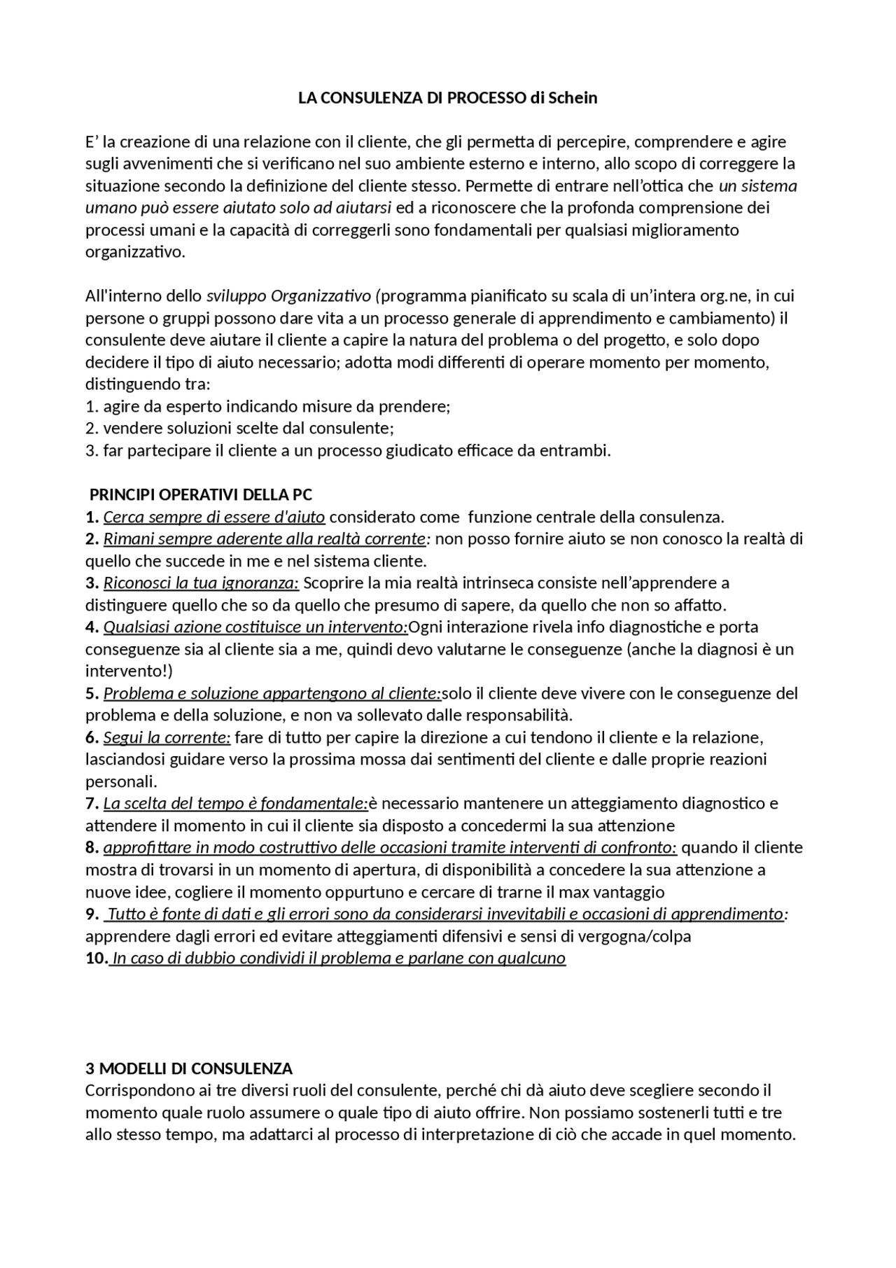 La Consulenza Di Processo Di Schein Docsity