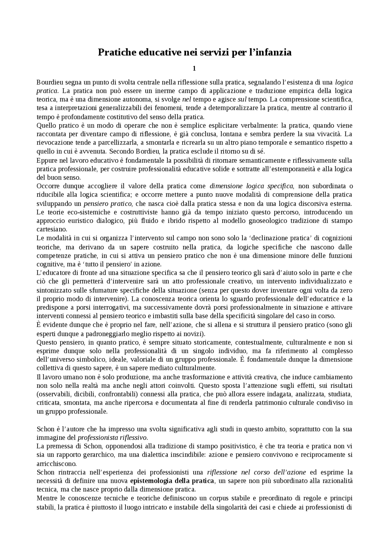 Pratiche Educative Nei Servizi Per Linfanzia Docsity