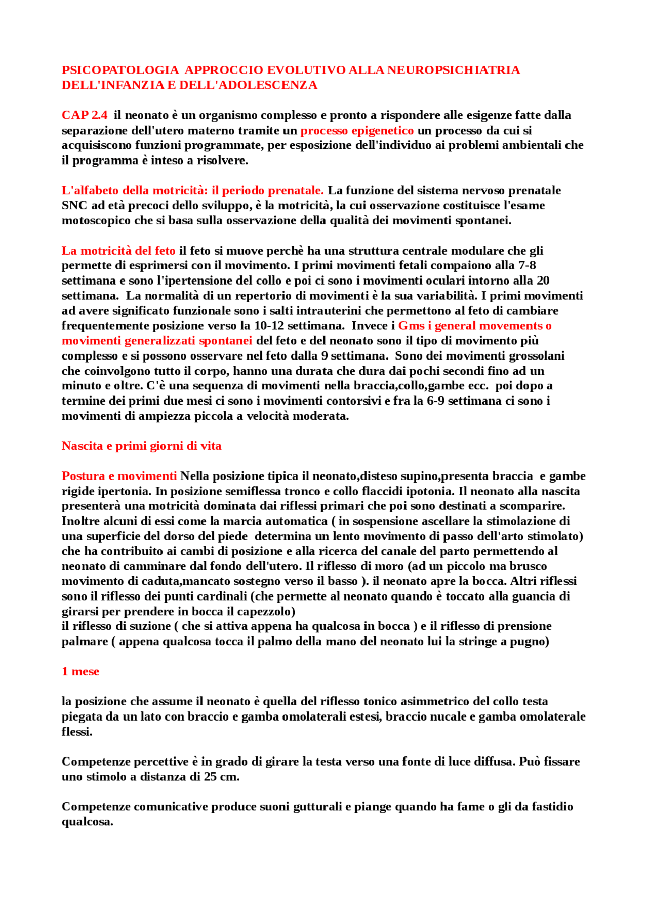 Psicopatologia Prof Pasini Esame Docsity
