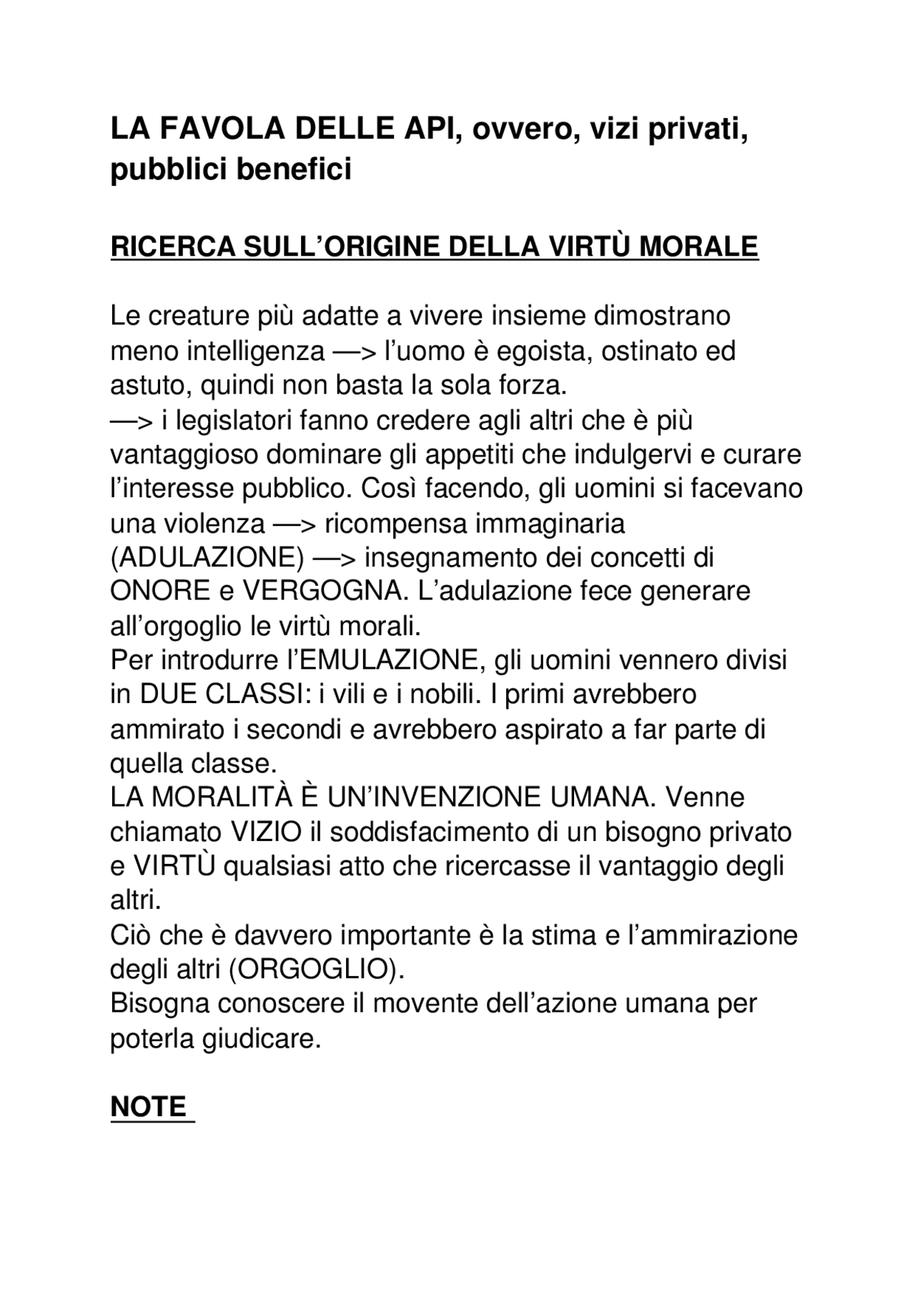 B De Mandeville La Favola Delle Api Docsity