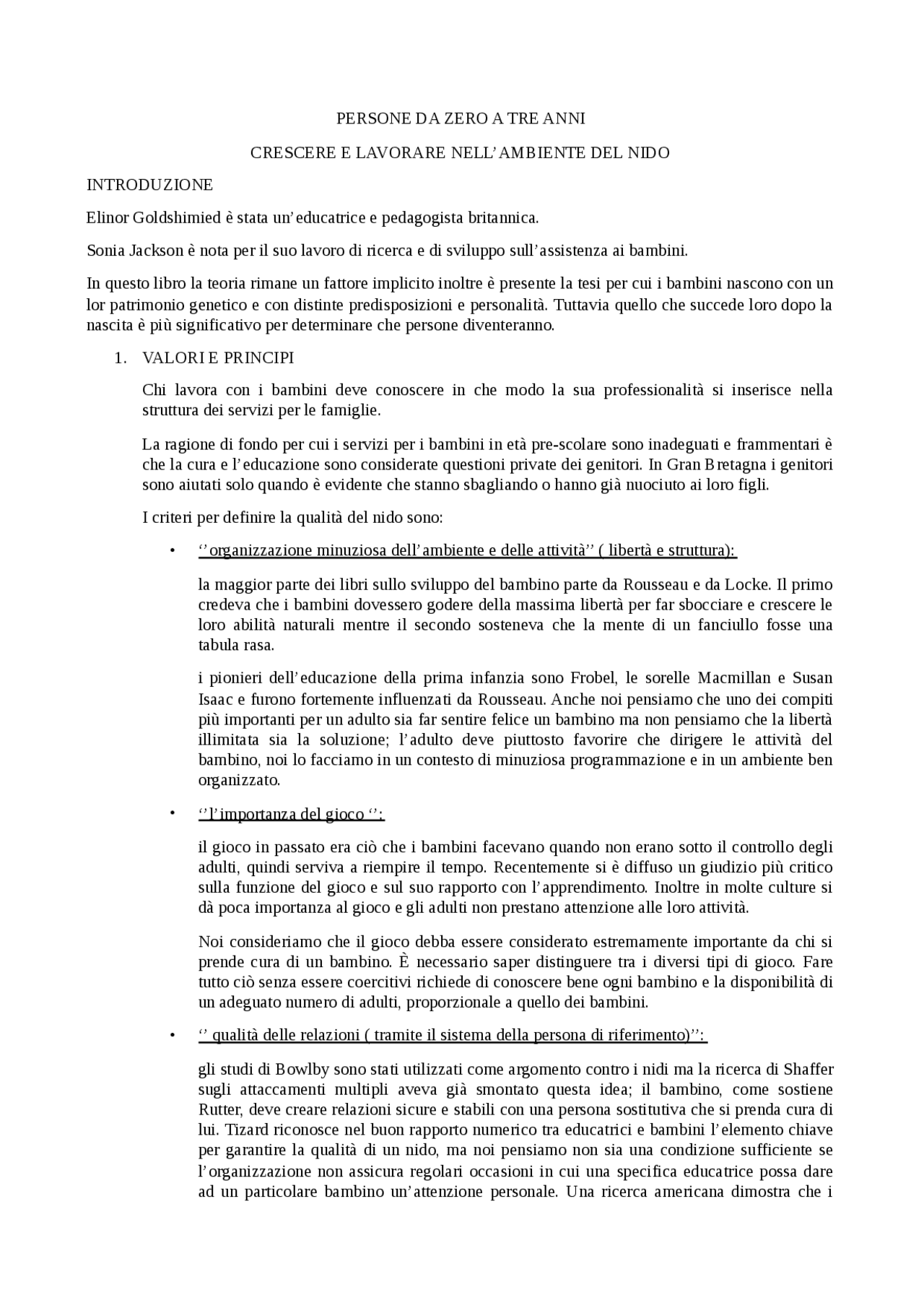 Persone Da Zero A Tre Anni Didattica Docsity