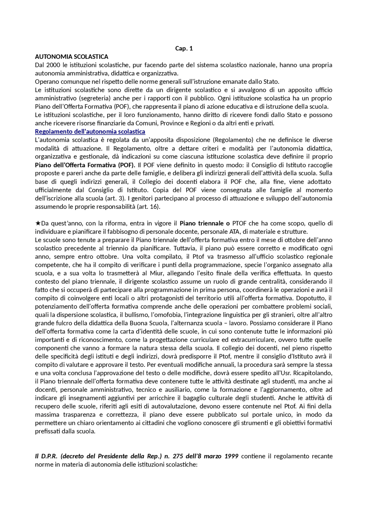 Lautonomia Scolastica Docsity