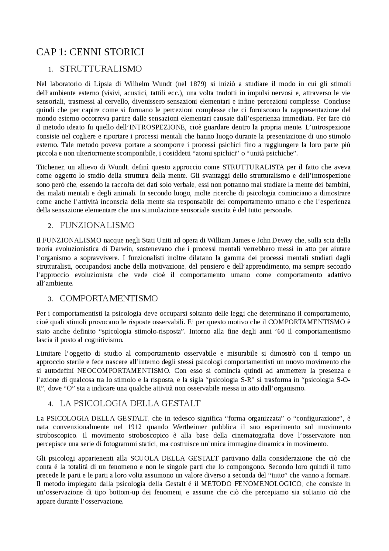 Riassunto Libro I Processi Cognitivi Docsity