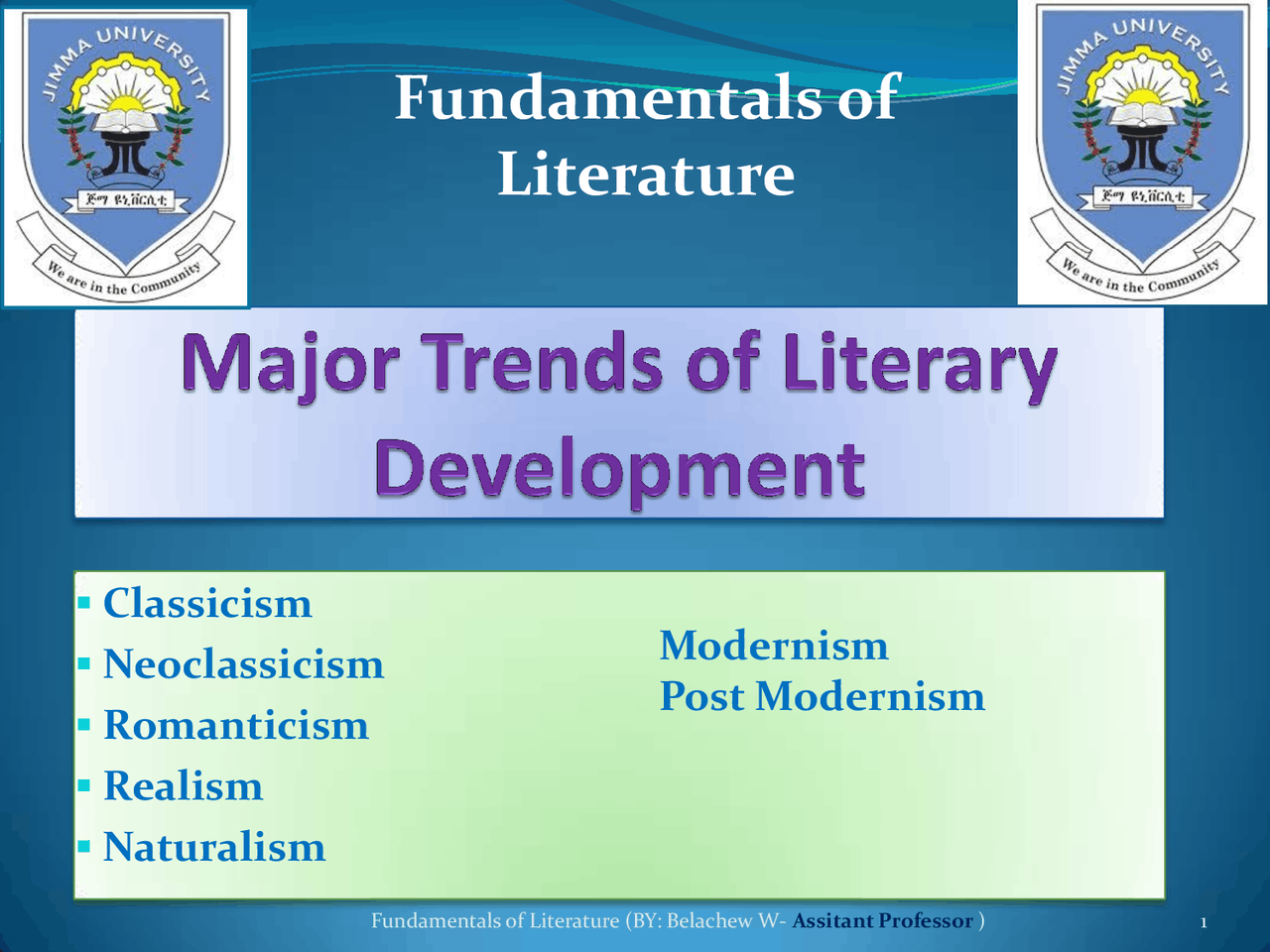Major Trends Of Literary Development Docsity