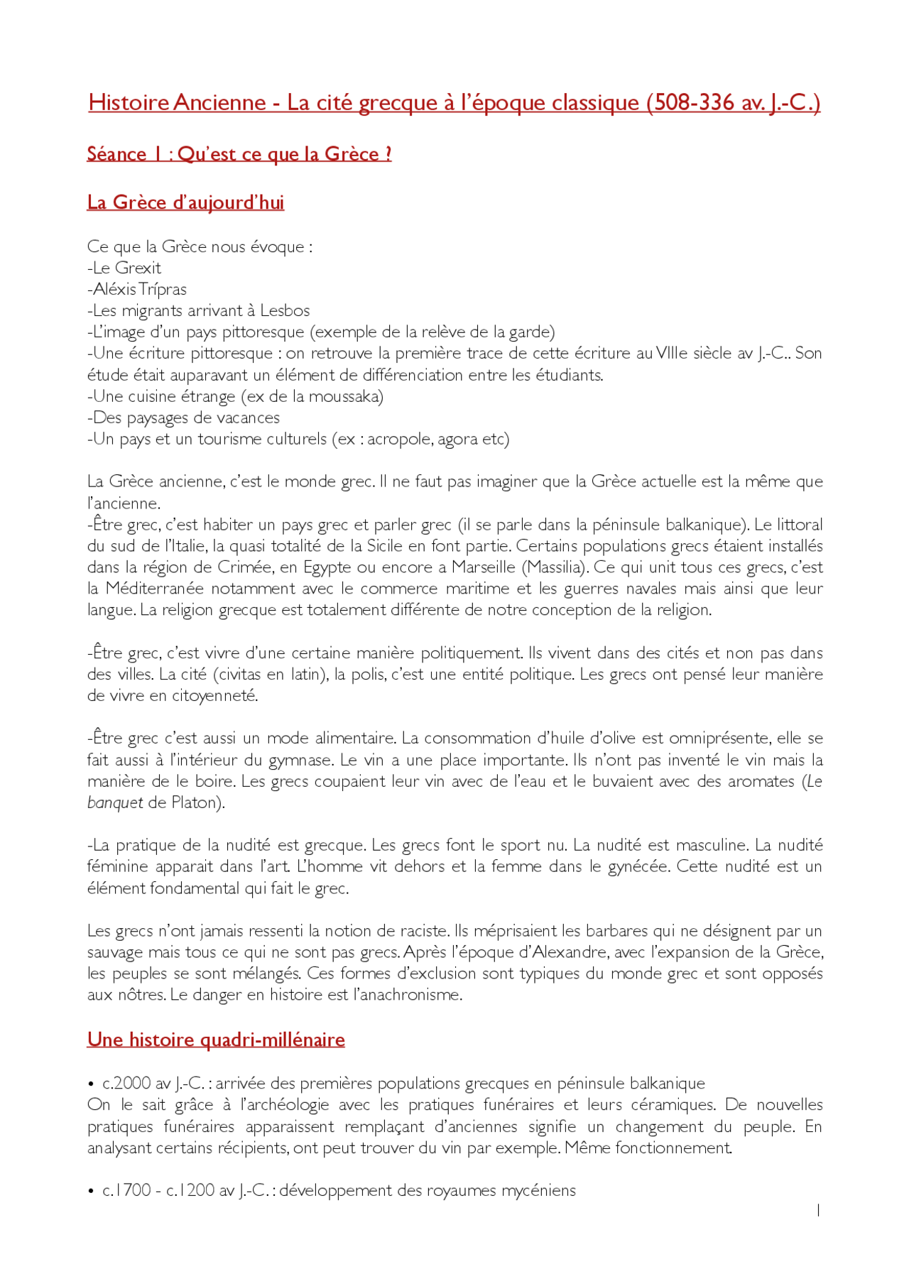 Histoire Ancienne L1 Docsity