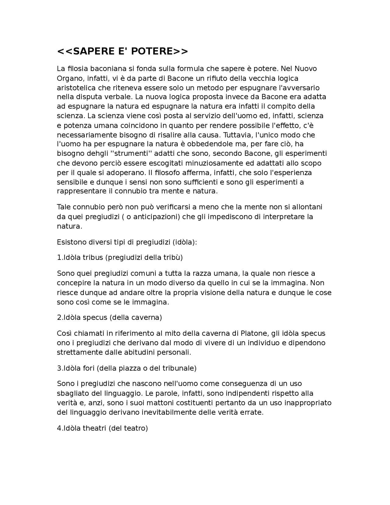 La Filosofia Di Bacone Docsity