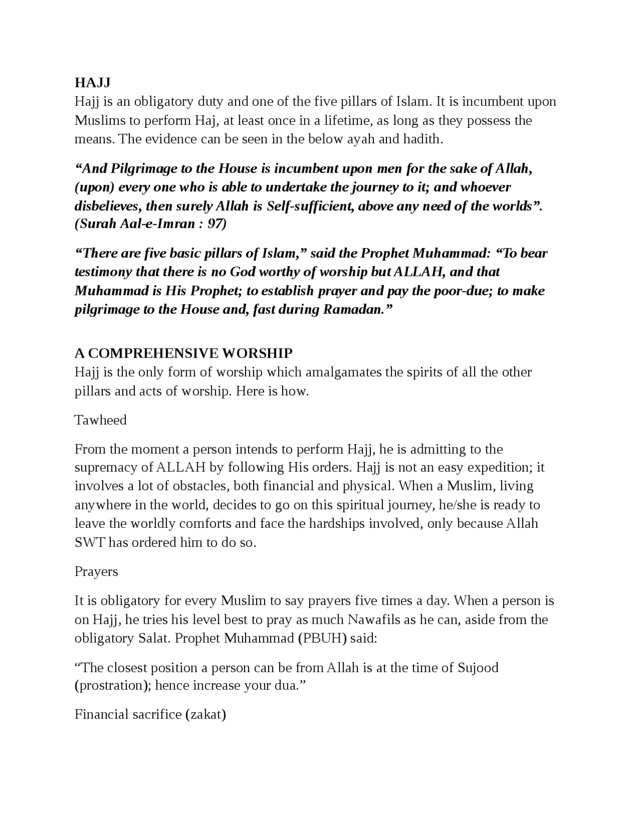 Hajj and benefits of Hajj - Docsity