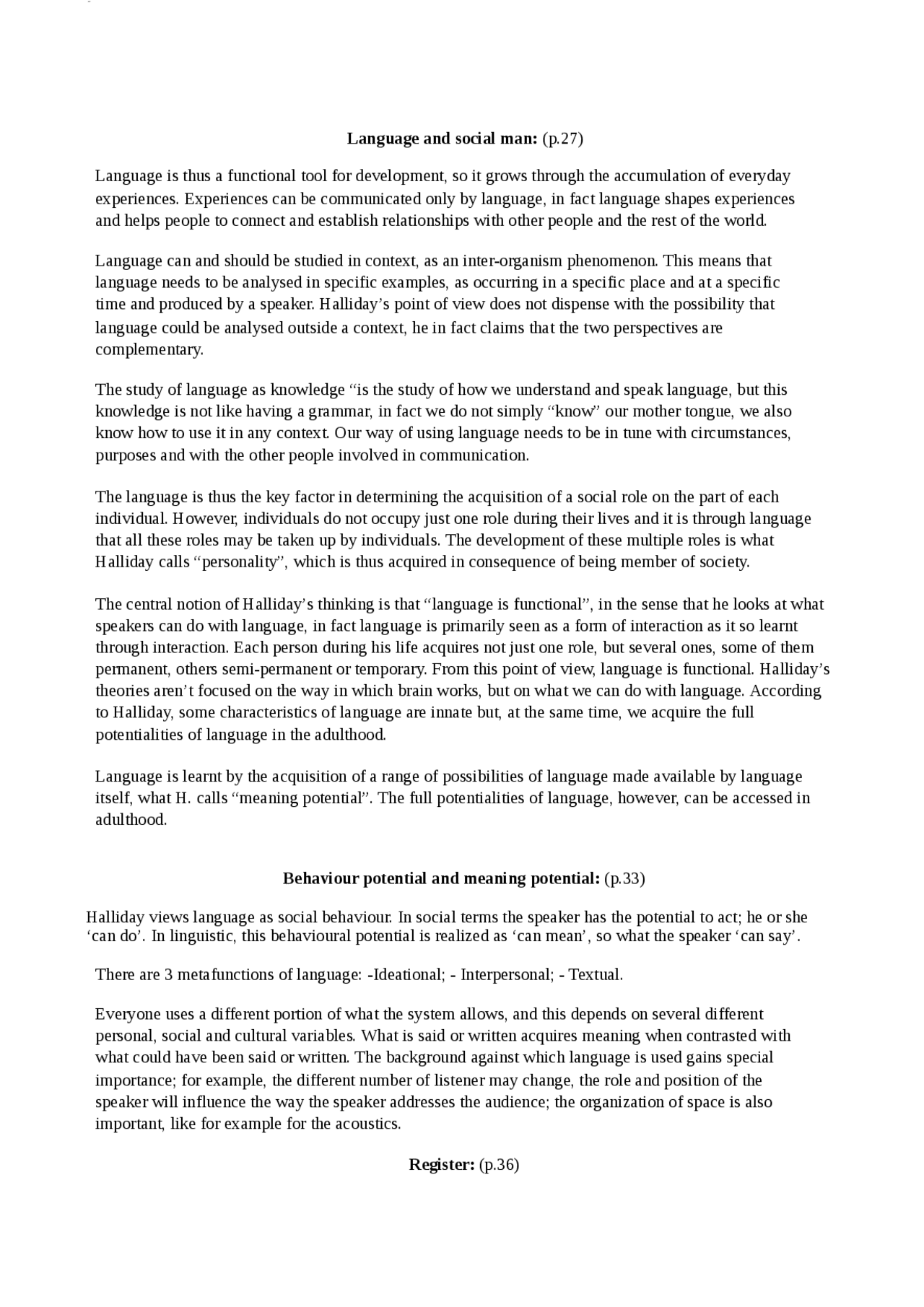 Systemic Functional Grammar Riassunto Docsity