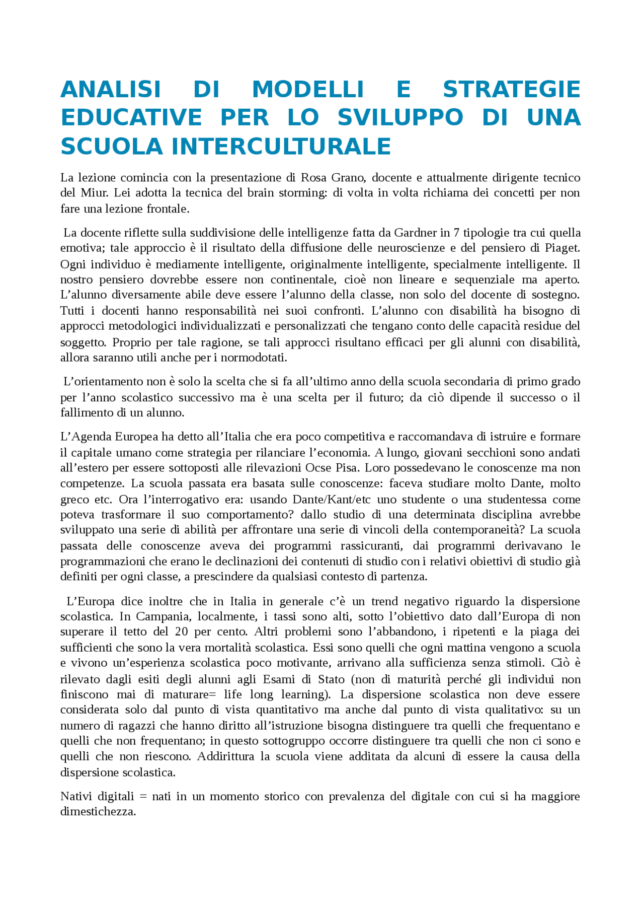 Modelli di integrazione culturale - Docsity