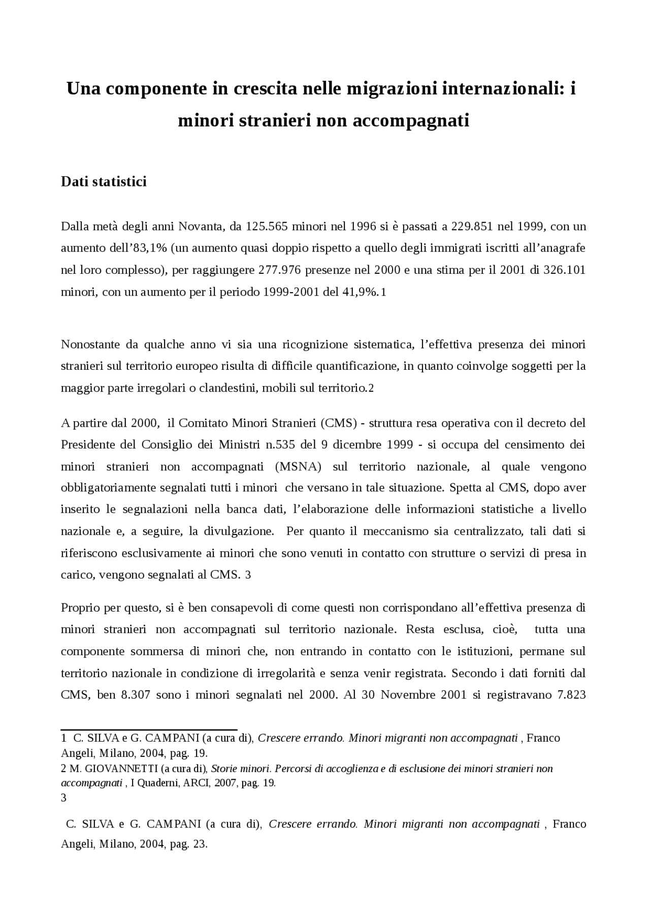 Una Componente In Crescita Nelle Migrazioni Internazionali I Minori