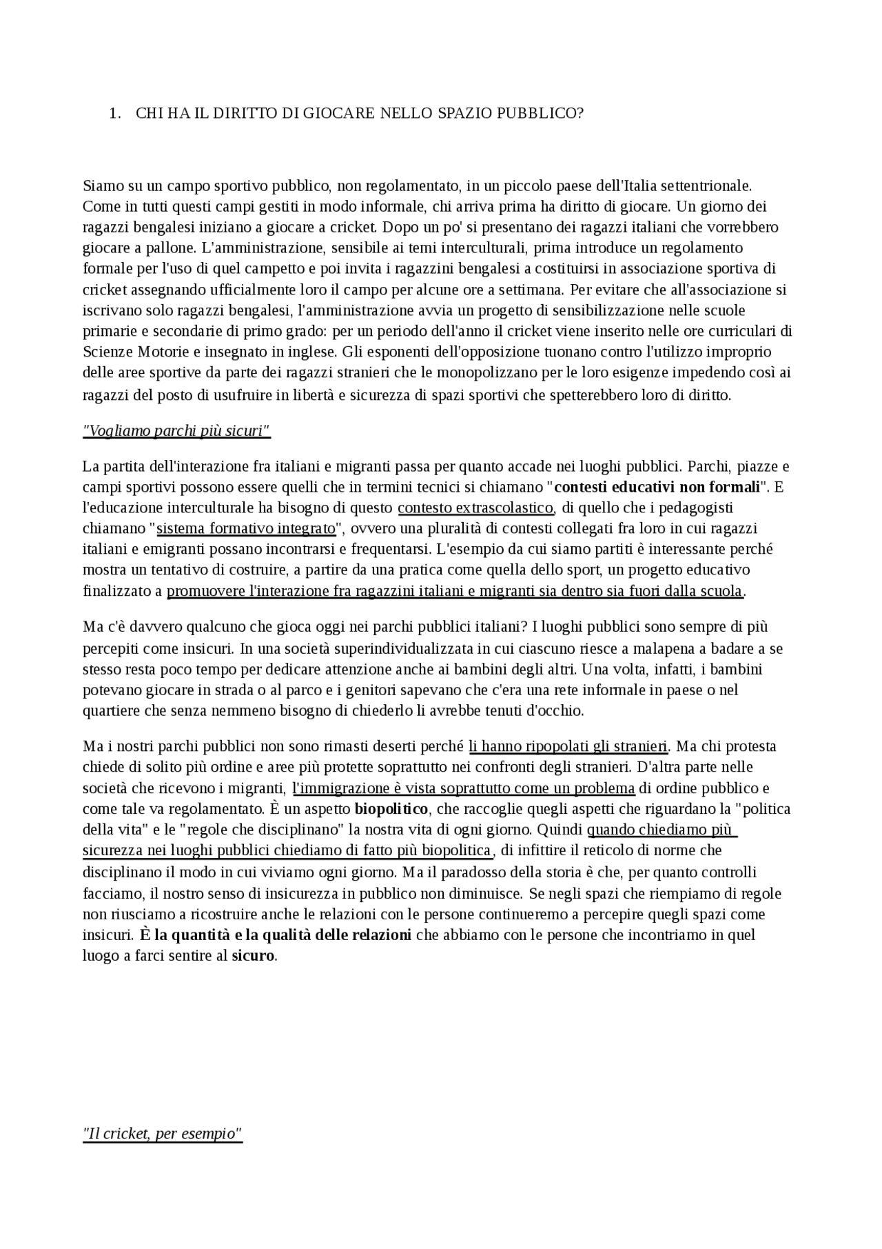 Il Gioco Duro Dellintegrazione Docsity