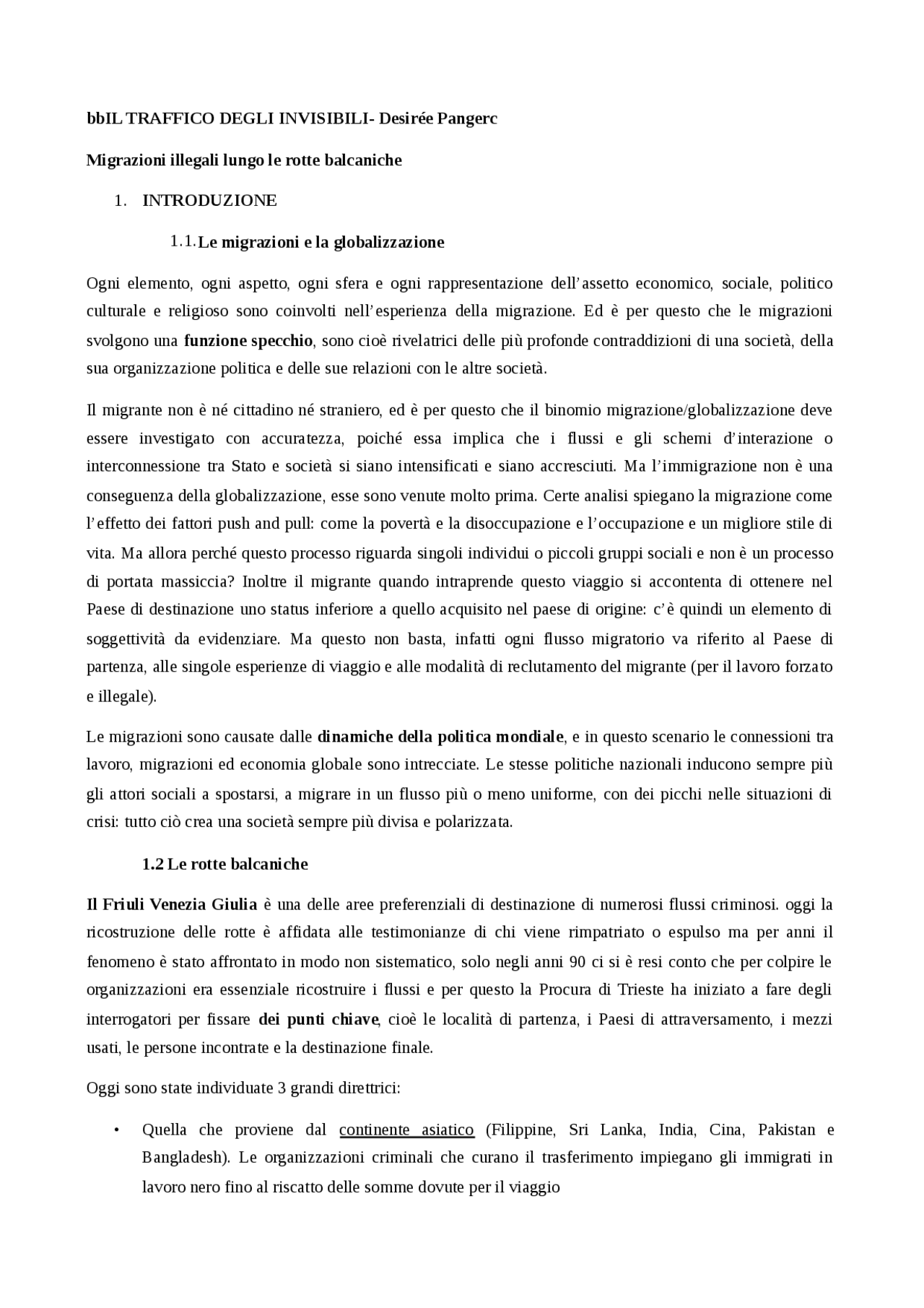 Il Traffico Degli Invisibili Docsity
