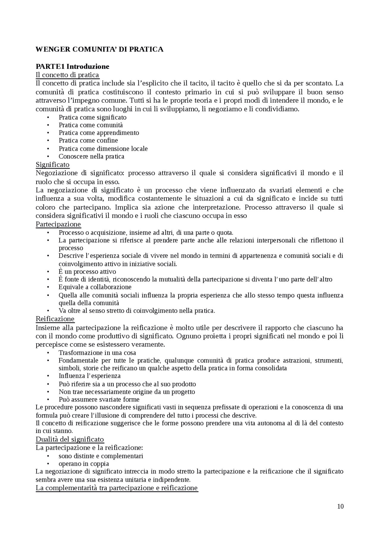 Comunità Di Pratica Di Wegner Dispense Di Sociologia Docsity