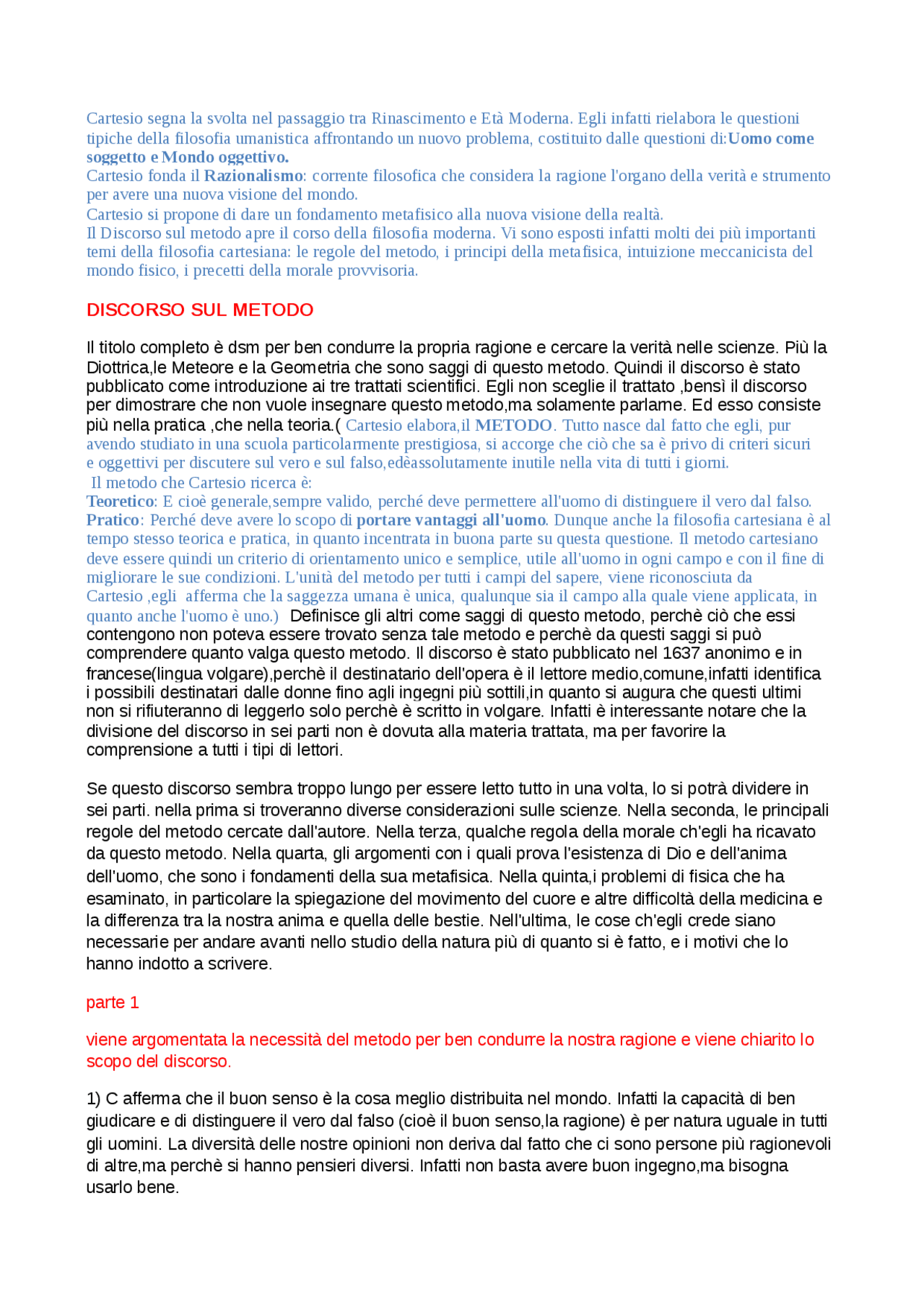 Discorso Sul Metodo Docsity
