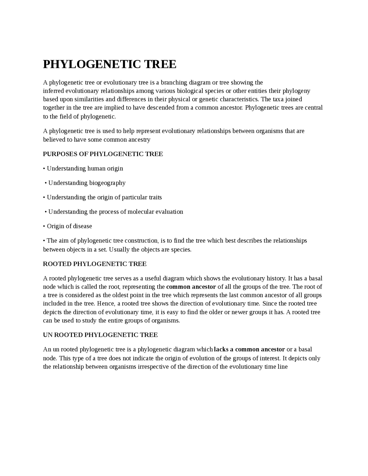 Phylogenetic Tree Classification Docsity