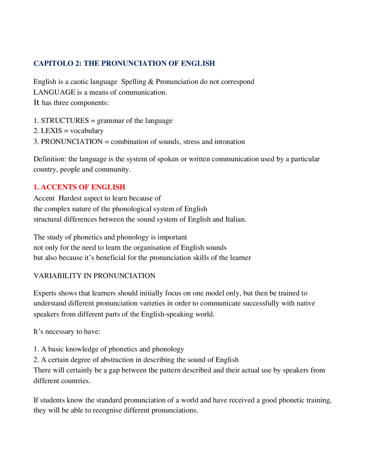 Riassunto Completo Capitolo 2 Handbook Of Present Day English Docsity