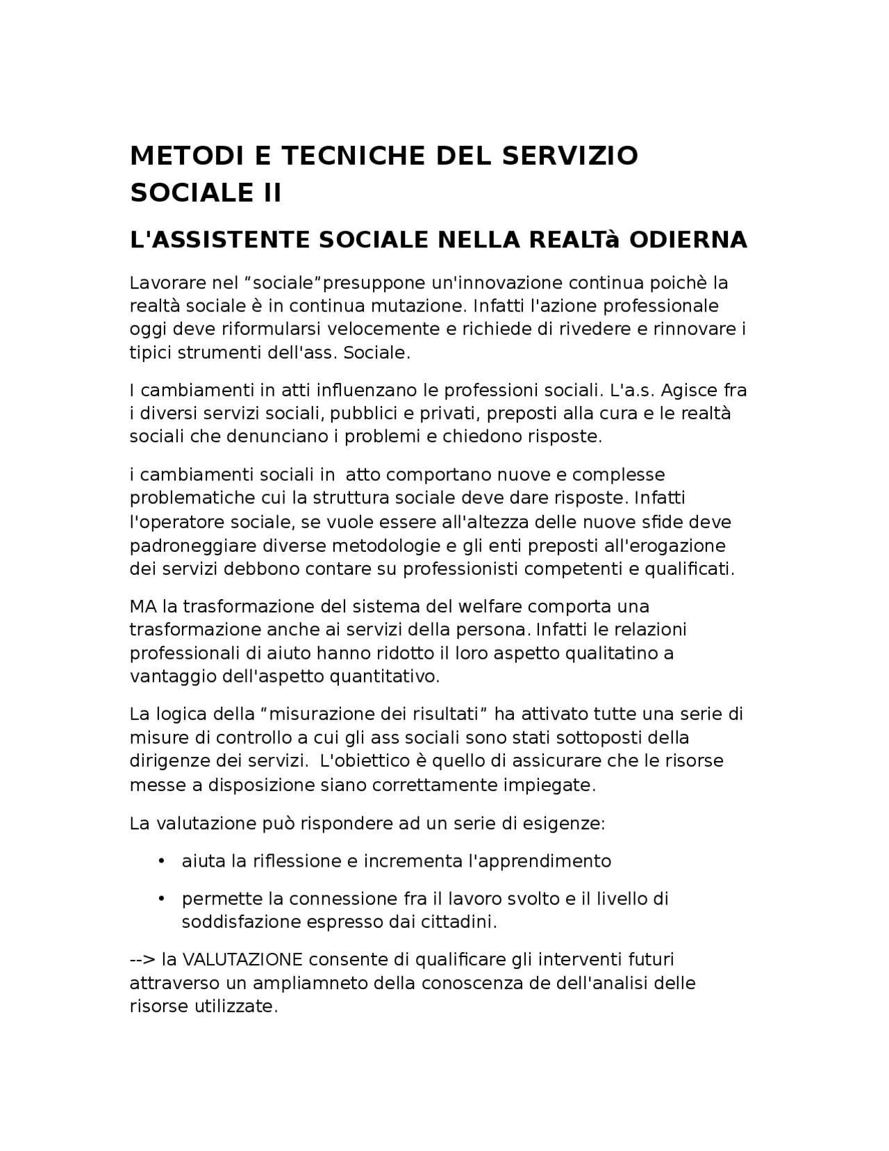 Metodi E Tecniche Del Servizio Sociale Docsity