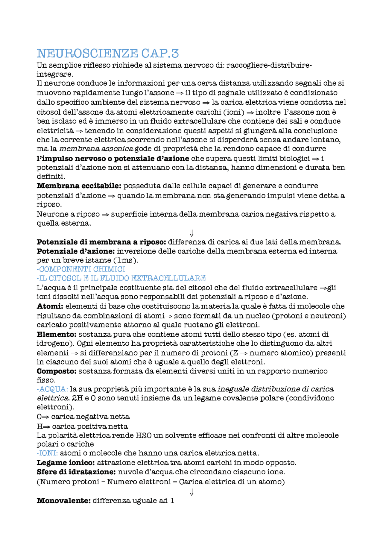 Riassunto Esame Di Neuroscienze Docsity