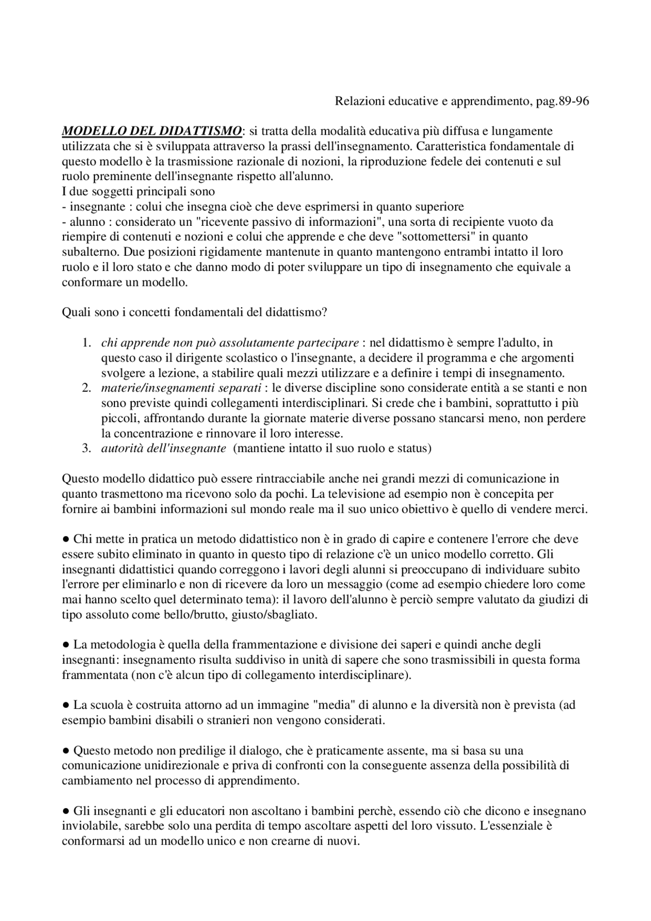 Modelli Di Apprendimento Docsity