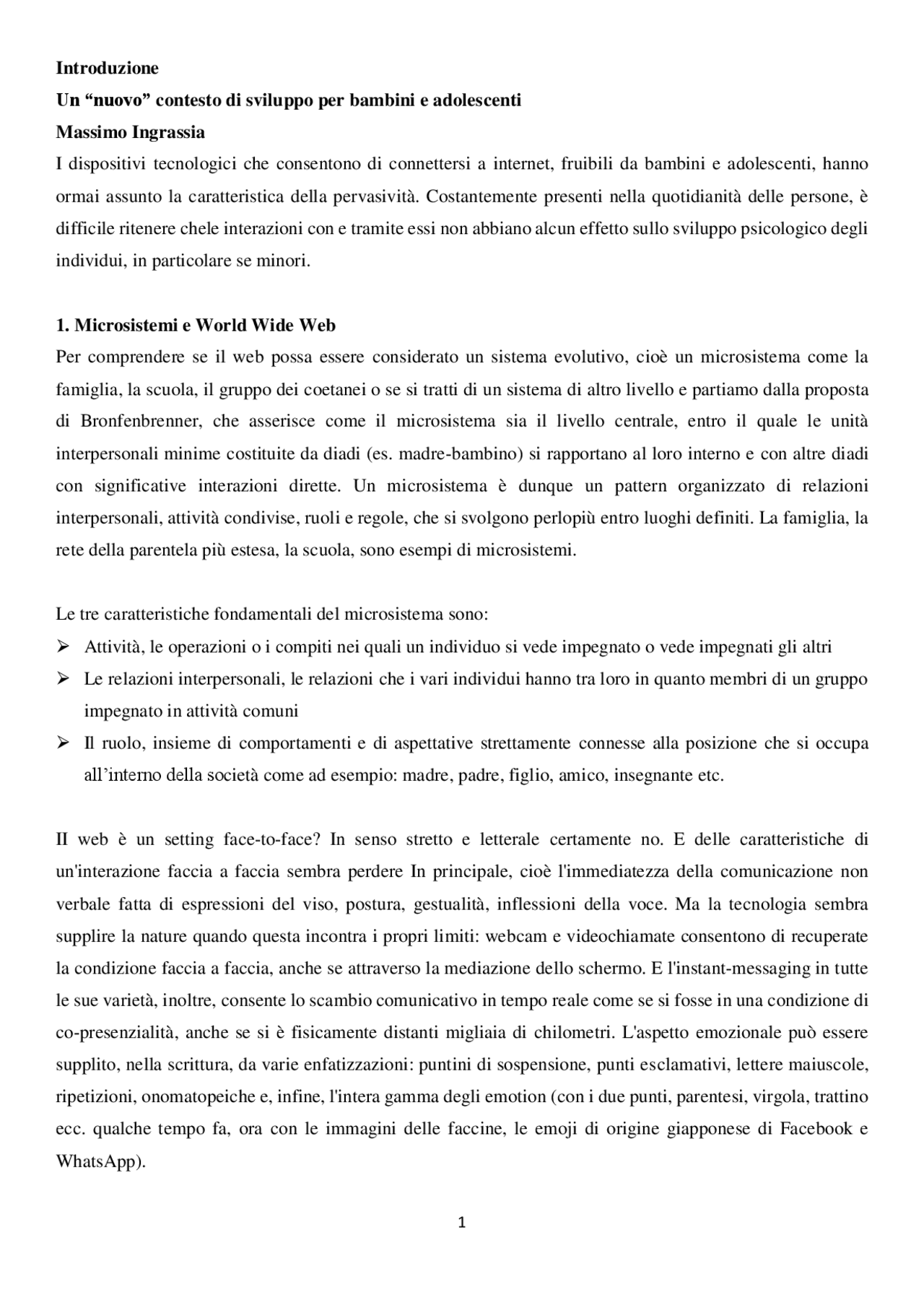 Riassunto completo libro Crescere connessi risorse e insidie del web di ...