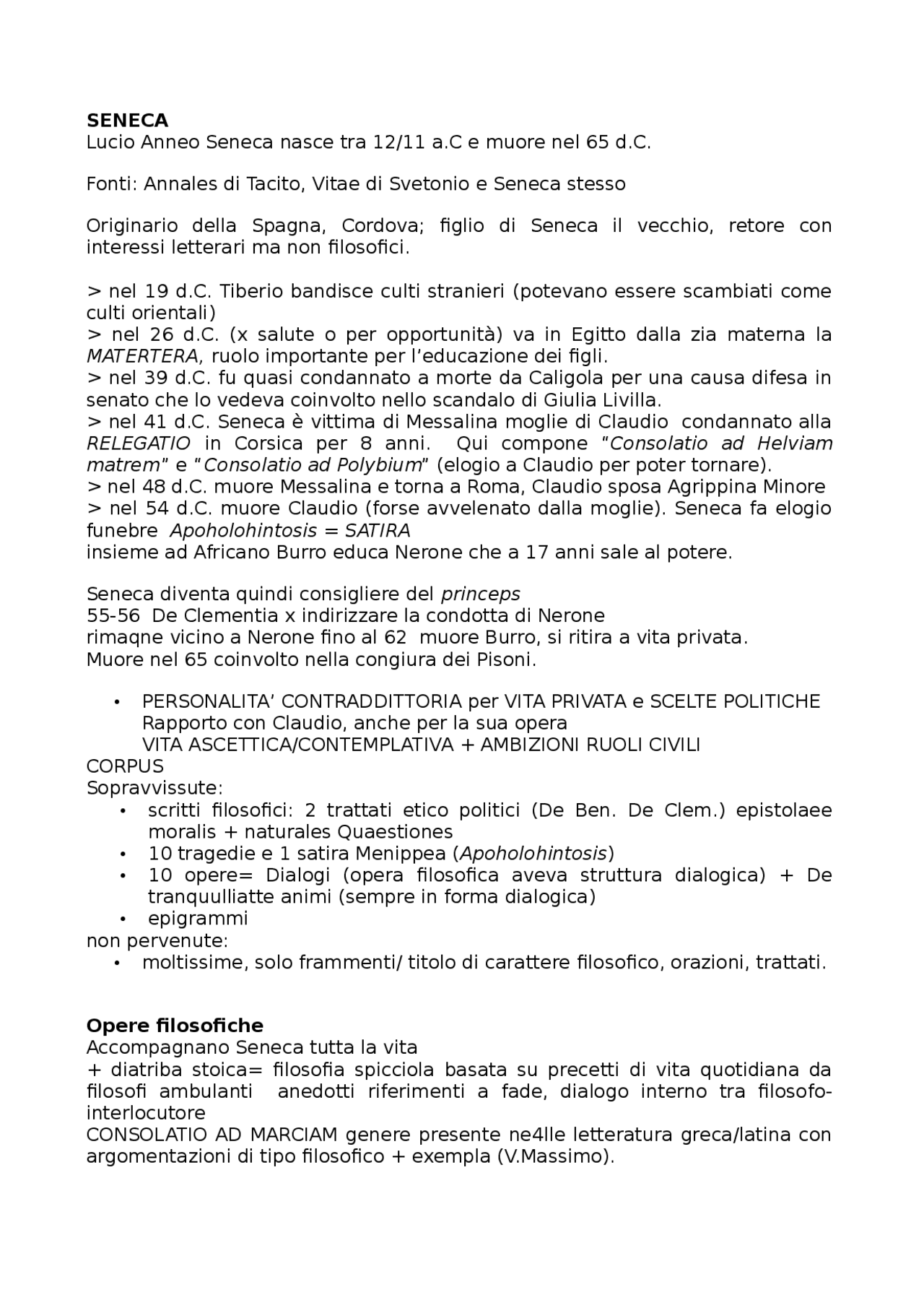 Appunti Di Latino Seneca Docsity