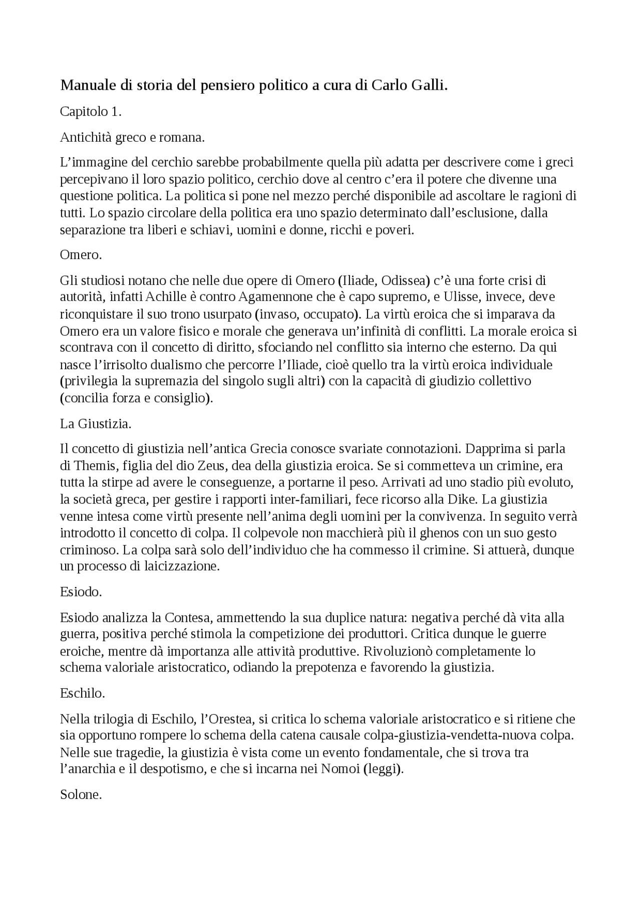 Manuale Di Storia Del Pensiero Politico Docsity