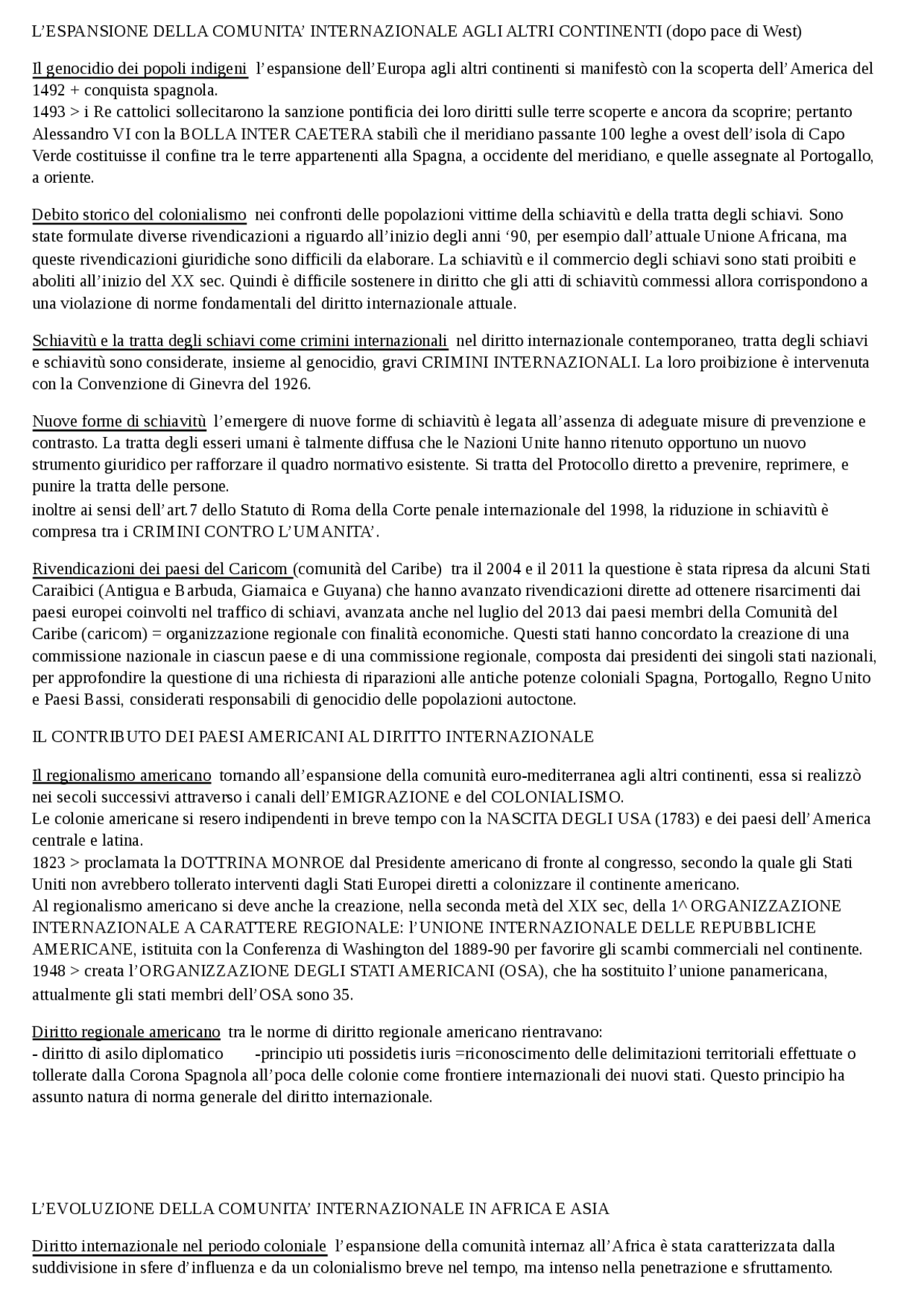 Corso Di Diritto Internazionale Sintesi Del Corso Di Diritto