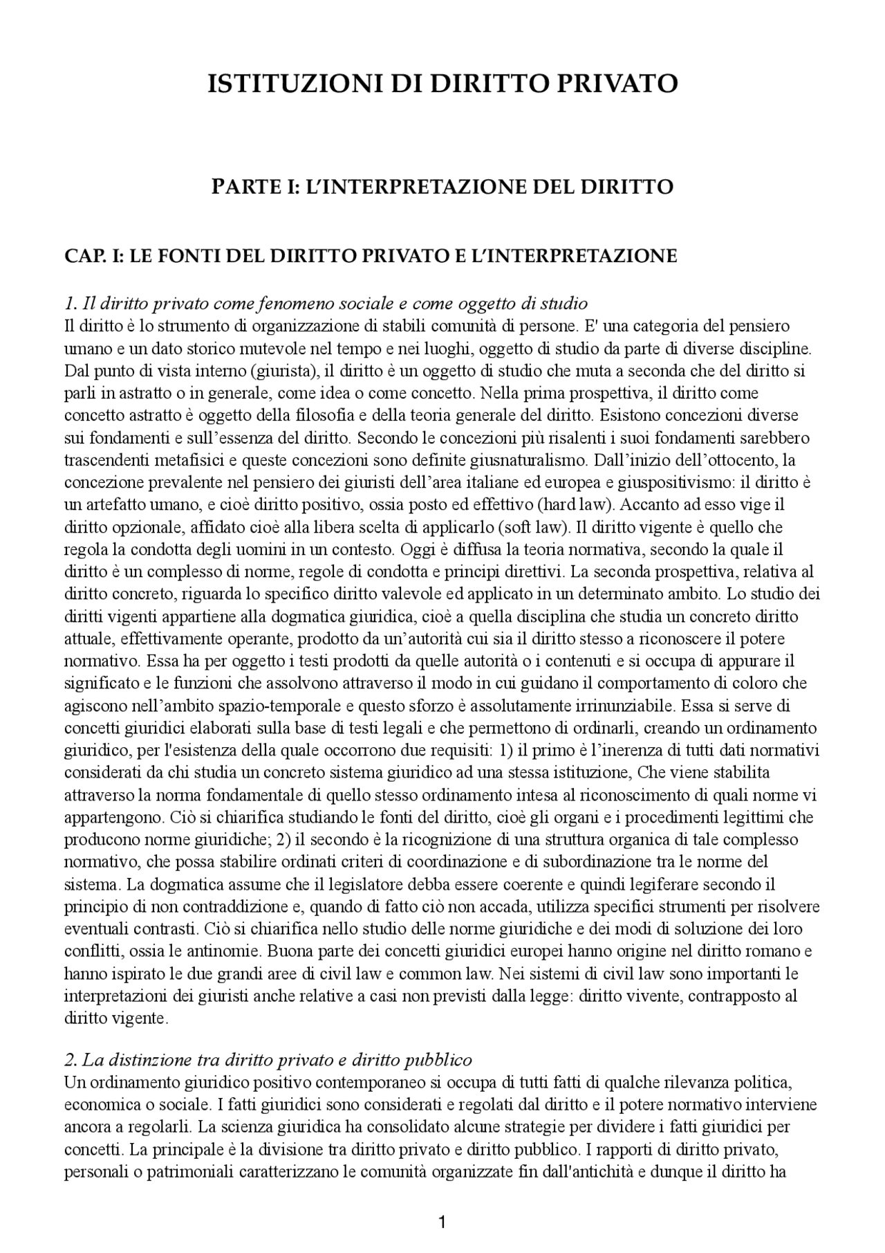 Riassunto Istituzioni Di Diritto Privato Docsity