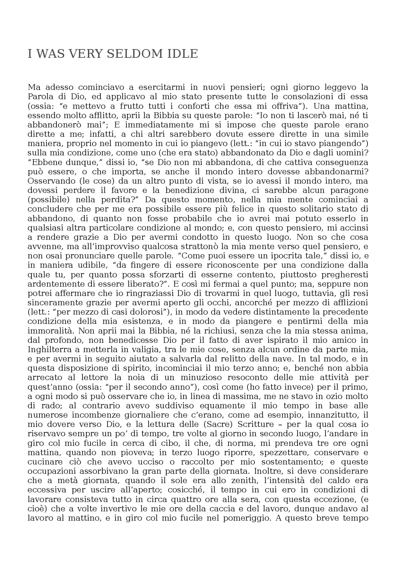 I was very seldom idle | Appunti di Storia Inglese | Docsity