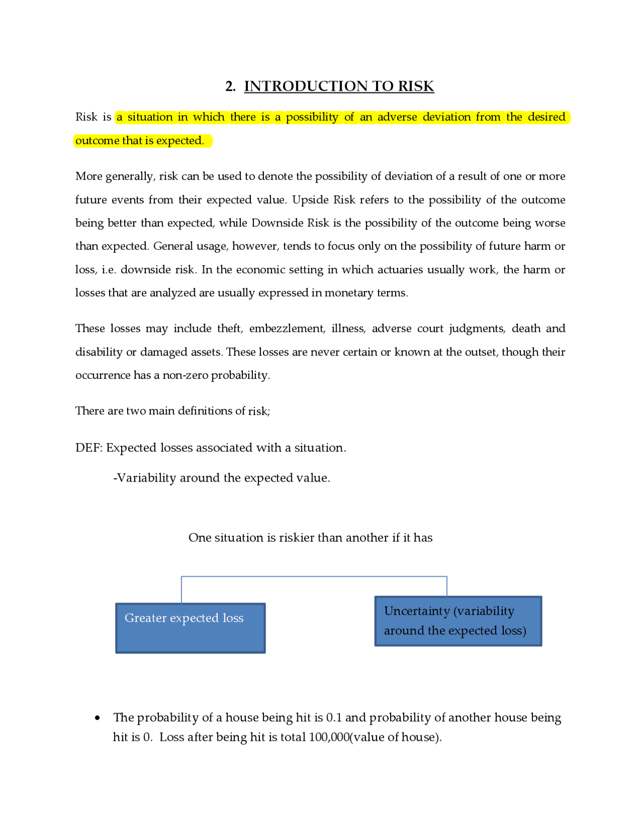 Risk And Risk Management Docsity