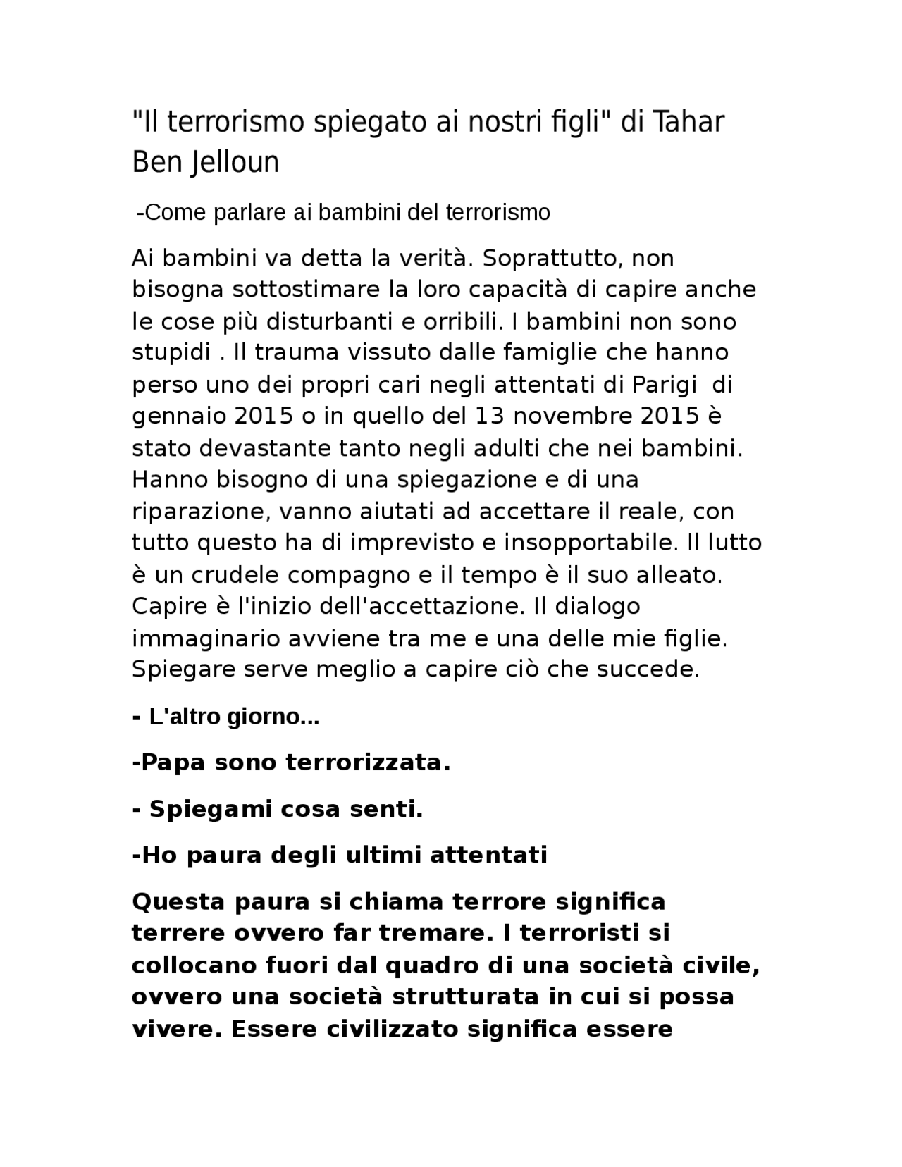 Il Terrorismo Spiegato Ai Nostri Figli Docsity