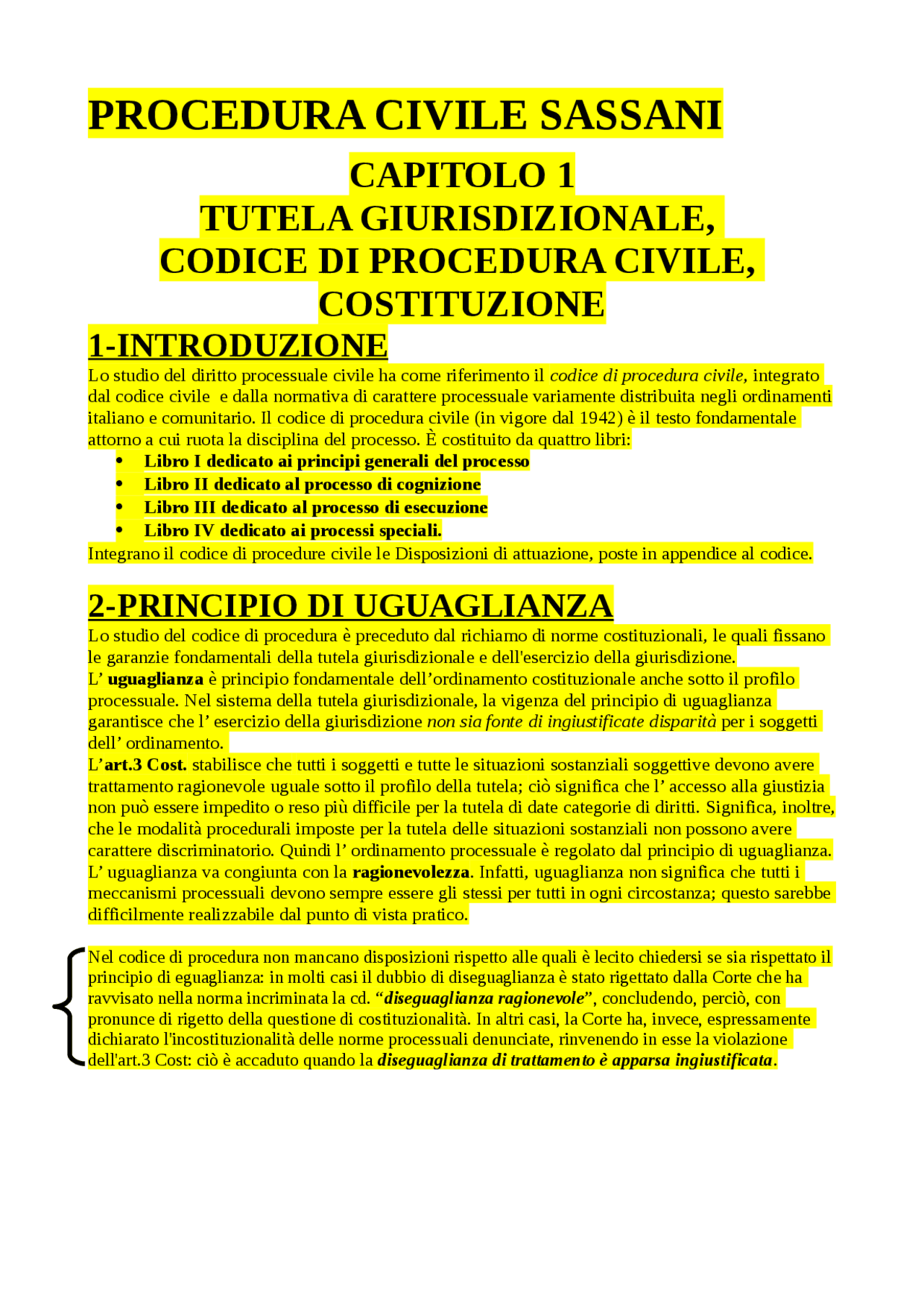Sassani Procedura Civile Docsity