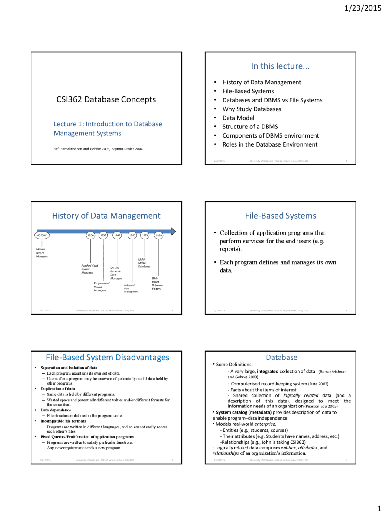 Introduction To Databases Docsity